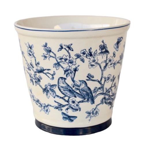 Large Round Blue Bird Planter – Peaches Decor